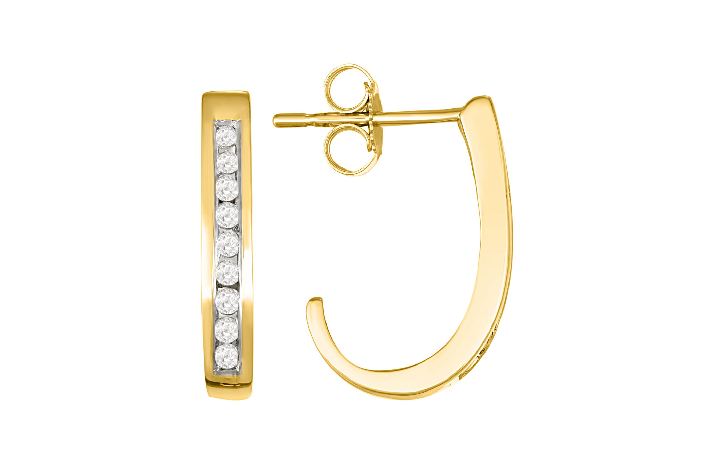 MyDiamondBox 1/4 Cttw Diamond J Hoop Earring 10K Gold | Belk