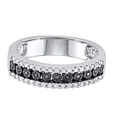 MyDiamondBox 1/4 CTTW Miracle plate 3 Row Black Diamond Band in ...