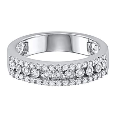 MyDiamondBox 1/4 CTTW Miracle plate 3 Row Diamond Band in Sterling ...