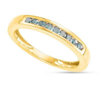 MyDiamondBox 1/4 CTTW Blue Diamond Channel Set Band Yellow Gold Plated ...