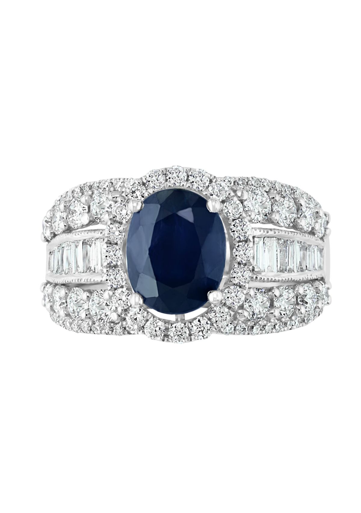 Effy® Diamond and Natural Sapphire Ring in 14K White Gold | Belk