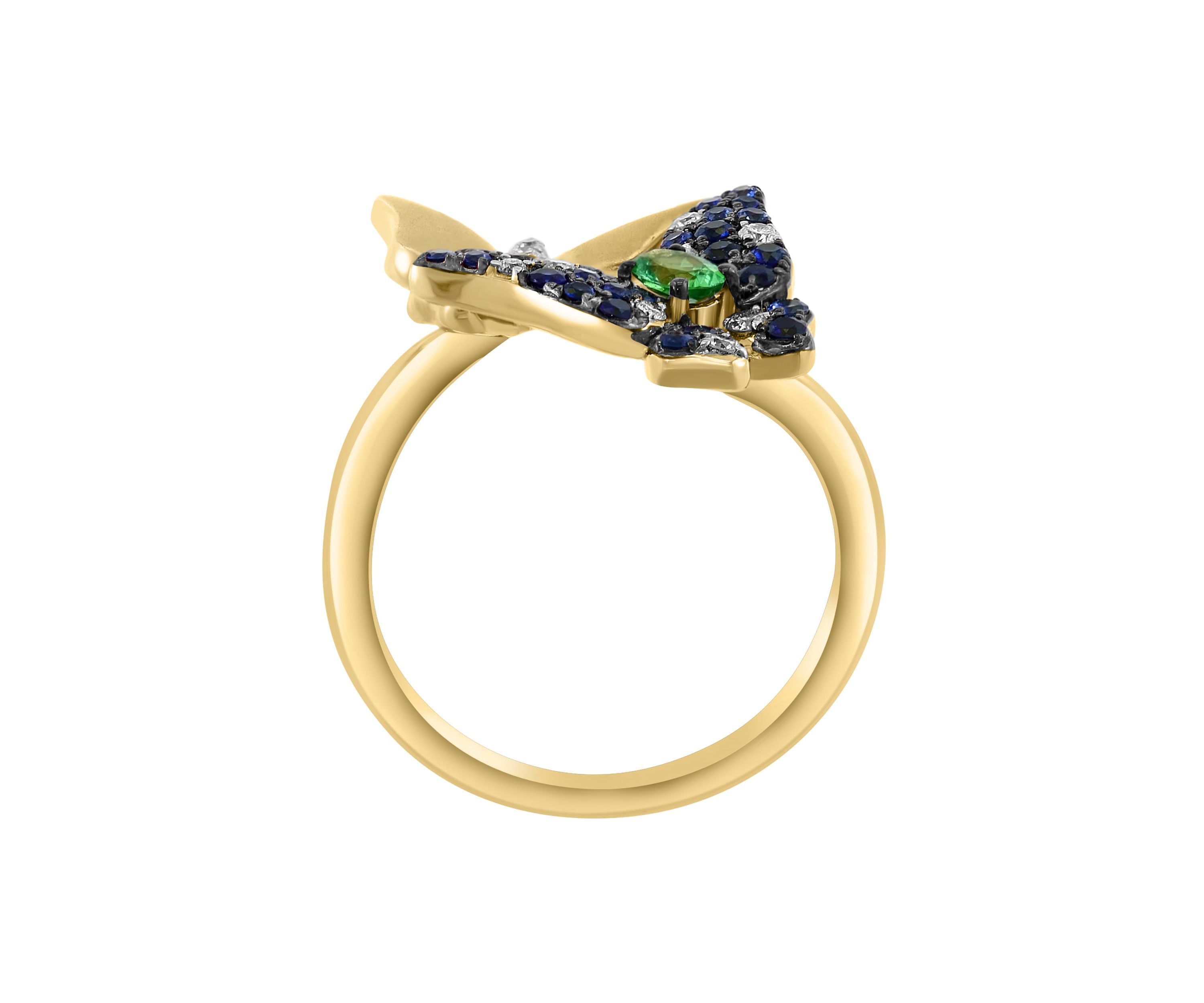 Effy® Diamond, Natural Sapphire and Tsavorite Butterfly Ring in 14K ...