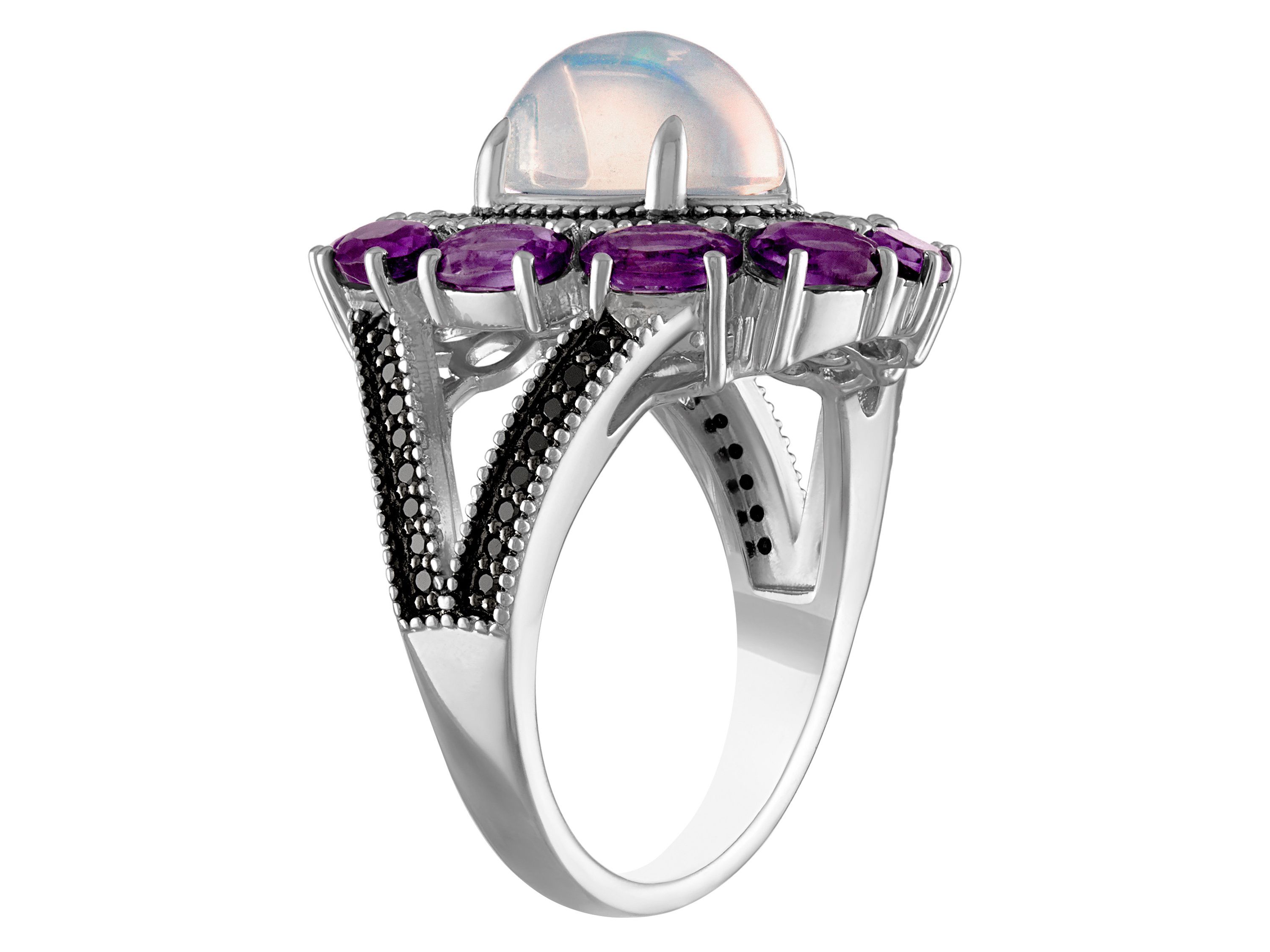 Jordan Blue NYC Sterling Silver Opal, Amethyst And Black Spinel Ring | Belk