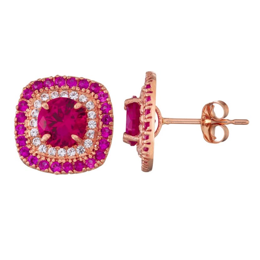 Jordan Blue NYC Lab Created 10Kt Gold Created Ruby Stud Earrings | Belk