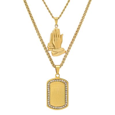 STEELTIME Men's 18k gold plated stsainless steel double layered franco ...