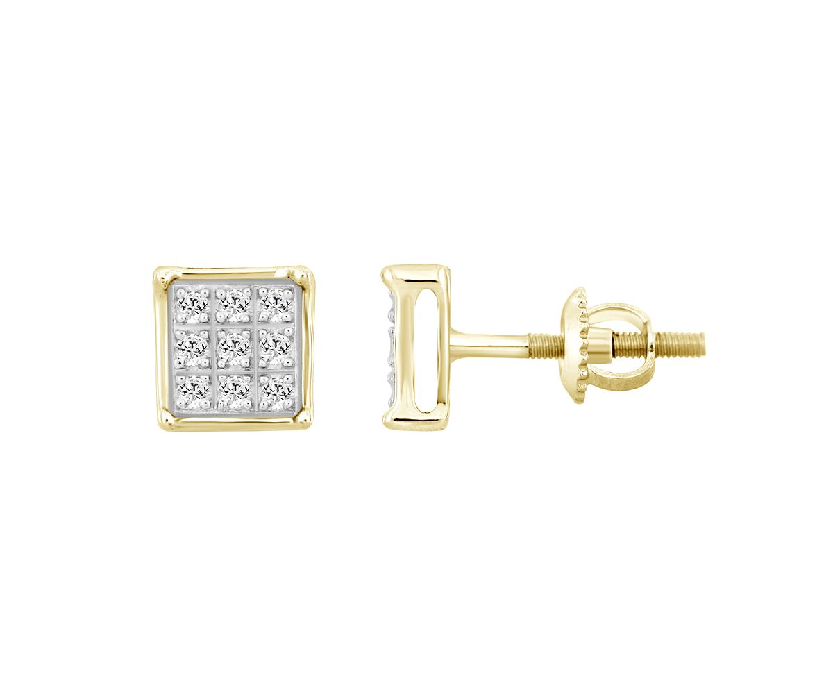 Belk & Co. 1/20ct. t.w. Square Shape Diamond Stud Earring in 10K Yellow ...