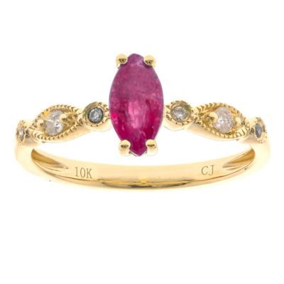 Anika and August Ruby Ring in 10K Yellow Gold | Belk