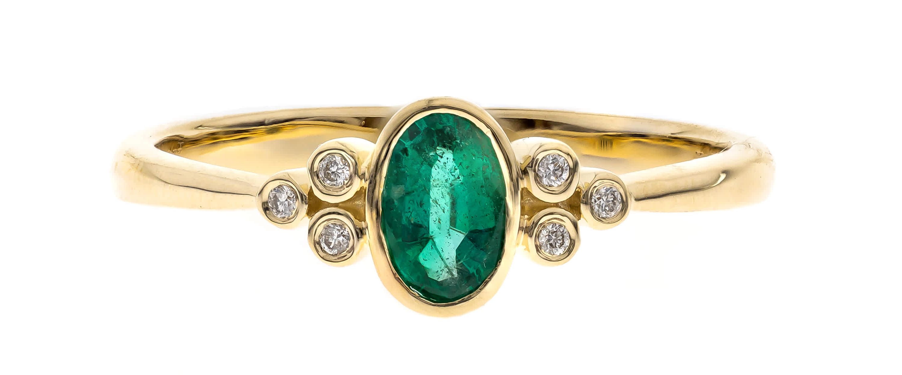 Anika and August Emerald Ring in 10K Yellow Gold | Belk