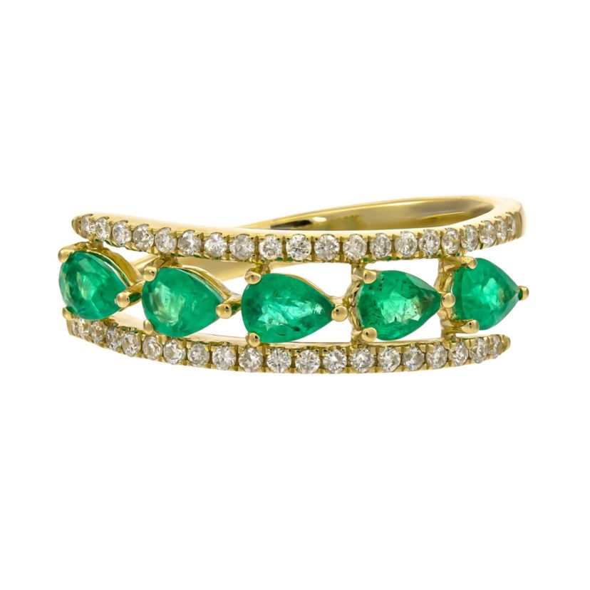 Anika and August EMERALD Ring in 10K YELLOW GOLD | Belk