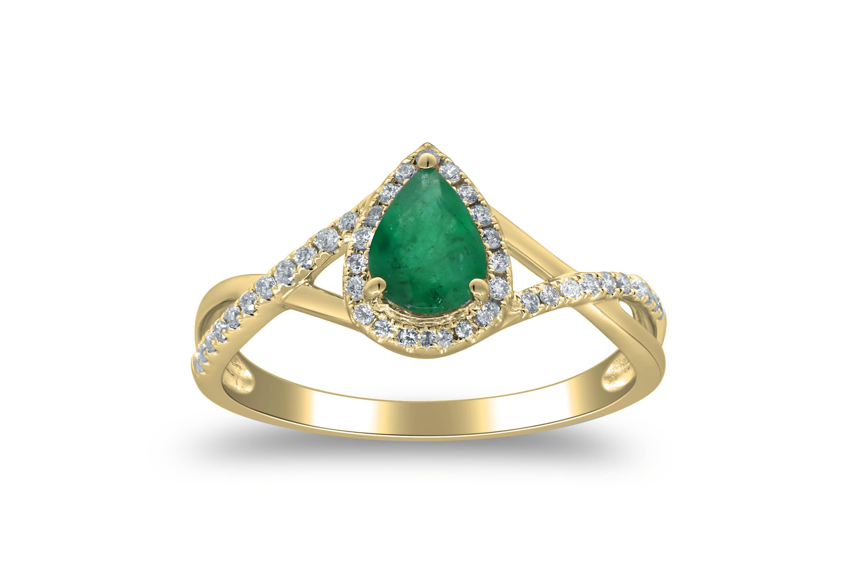 Anika and August EMERALD Ring in 10K YELLOW GOLD | Belk