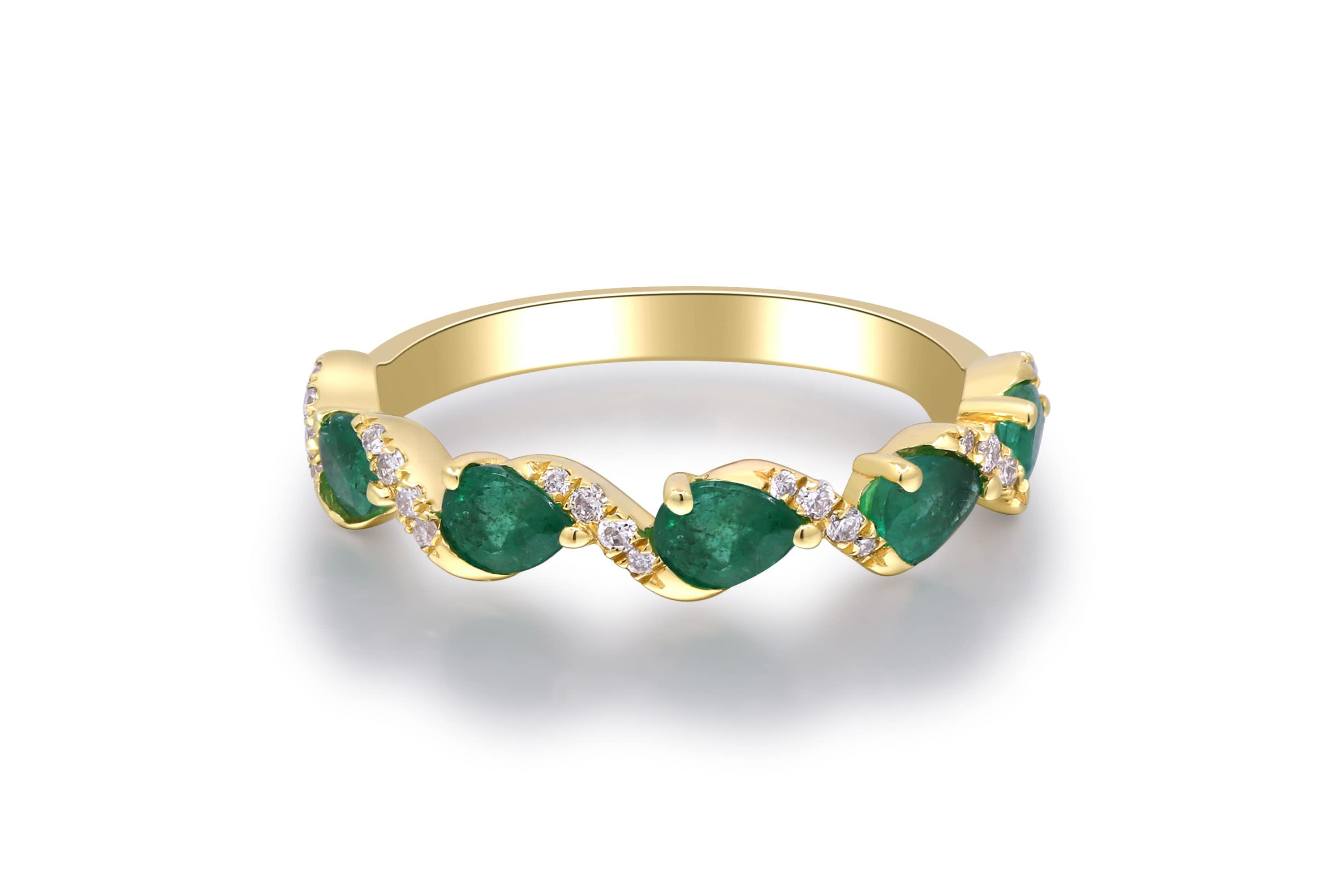 Anika and August EMERALD Ring in 10K YELLOW GOLD | Belk
