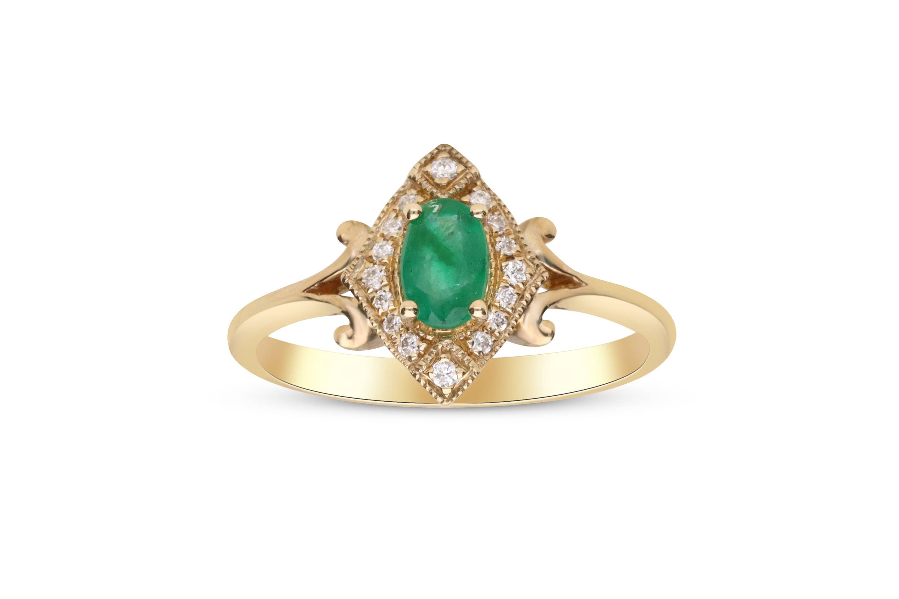 Anika and August EMERALD Ring in 10K YELLOW GOLD | Belk