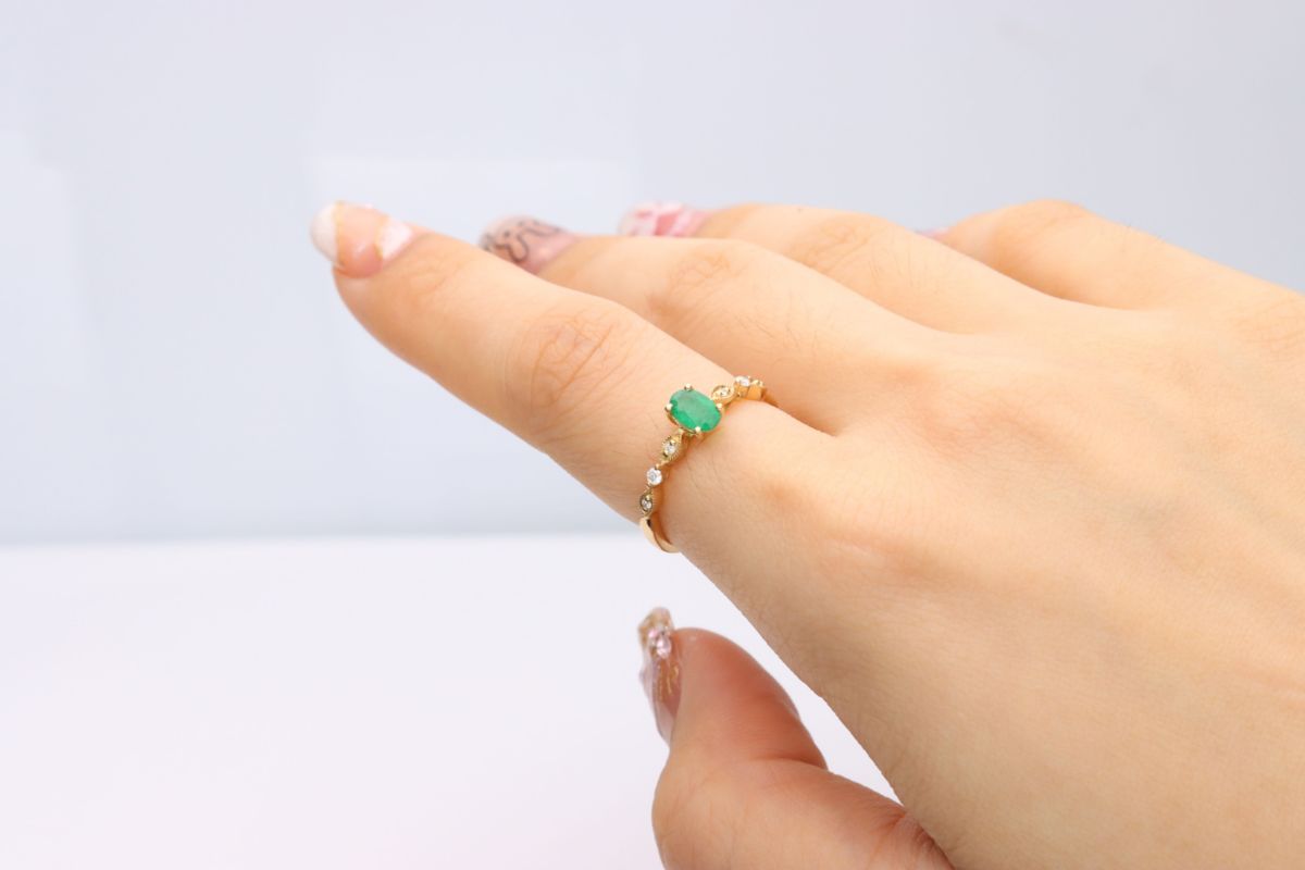 Anika and August EMERALD Ring in 10K YELLOW GOLD | Belk