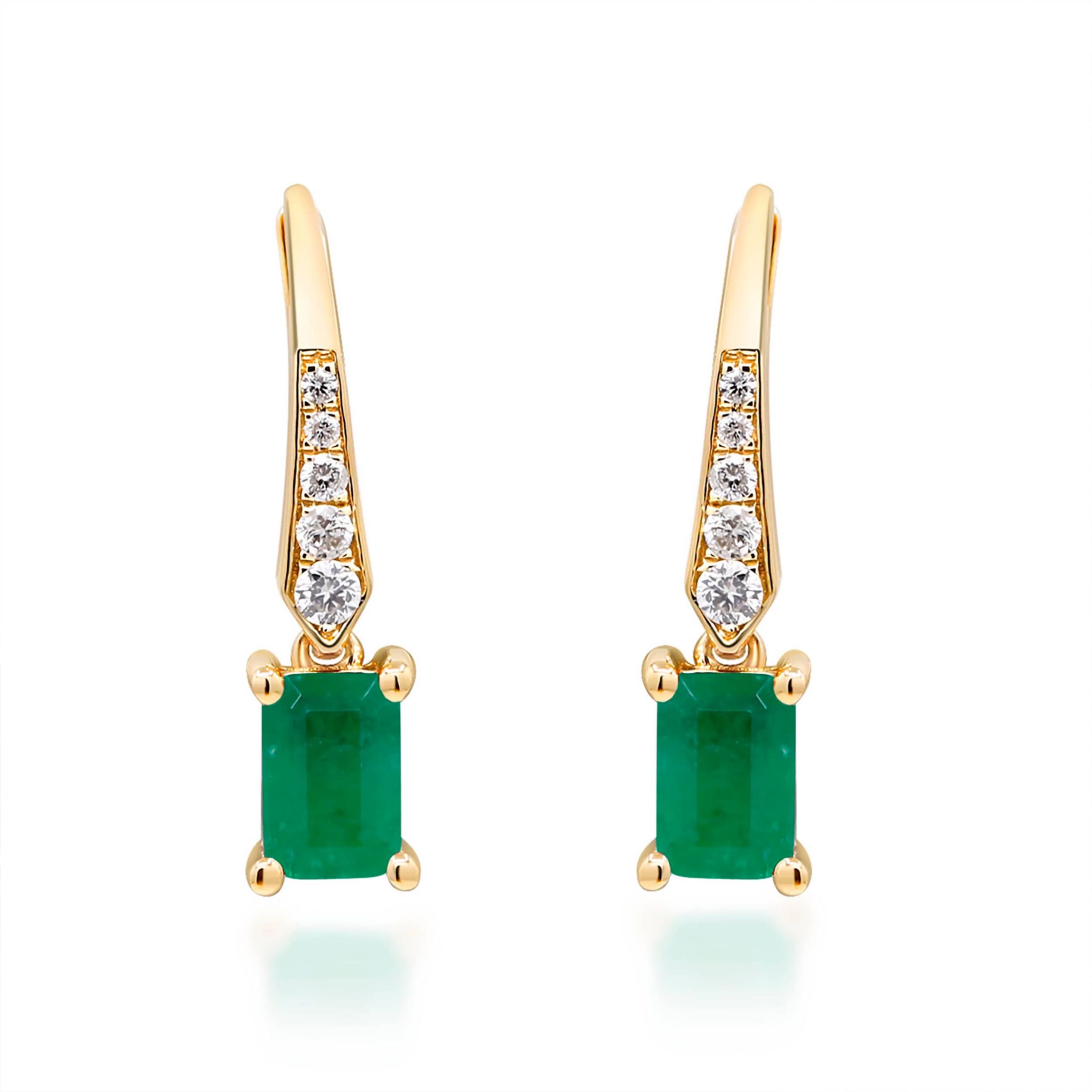 Anika and August Emerald Earring in 14K Yellow Gold | Belk