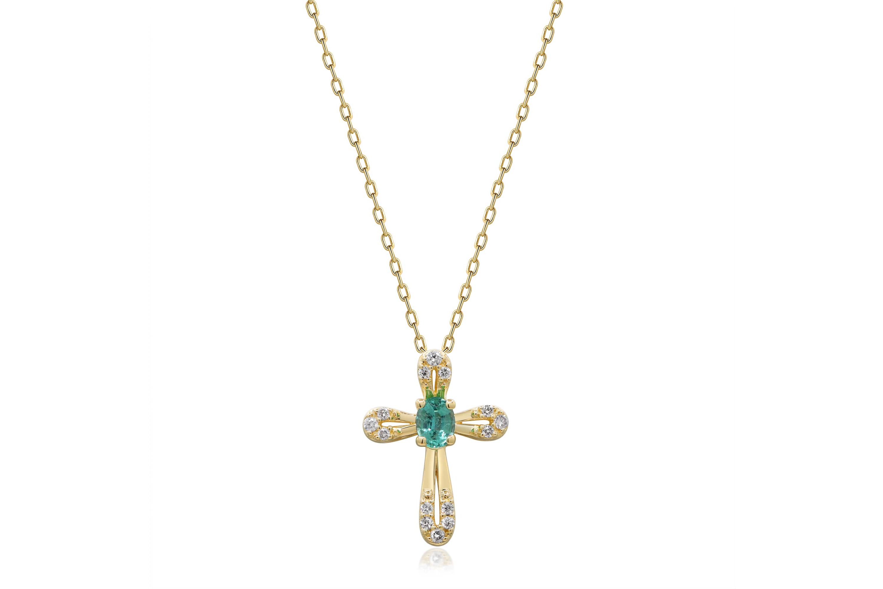 Anika and August EMERALD Pendant in 10K YELLOW GOLD | Belk