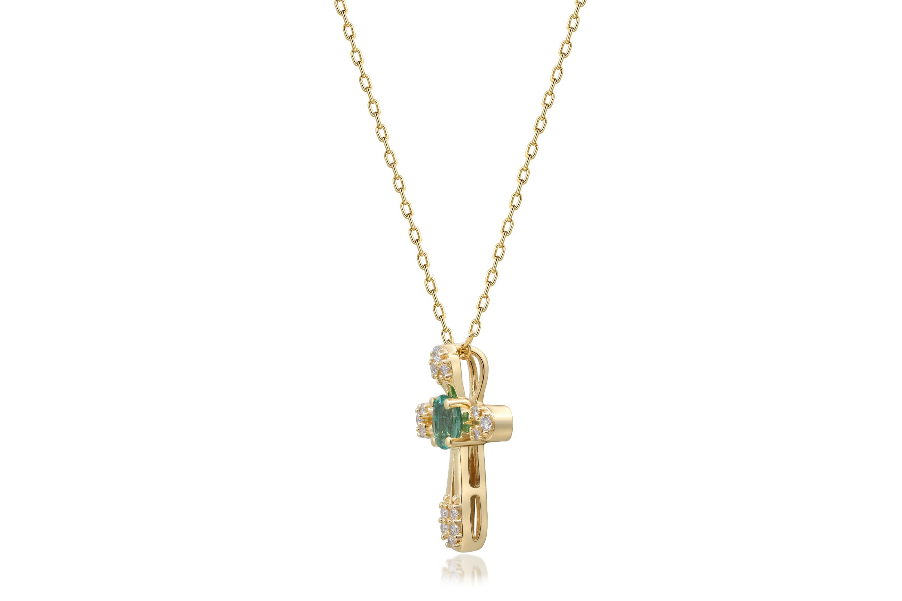 Anika and August EMERALD Pendant in 10K YELLOW GOLD | Belk