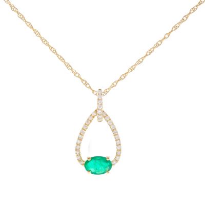 Anika and August EMERALD Pendant in 10K YELLOW GOLD | Belk