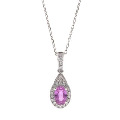 Anika and August Pink Sapphire Pendant in 14K White Gold | belk
