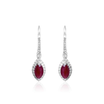 Anika and August Ruby Earring in 14K White Gold | Belk