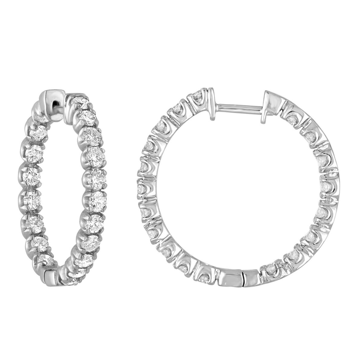 Amairah 3 ct. t.w. Diamond Hoop Earrings in 14K White Gold | Belk