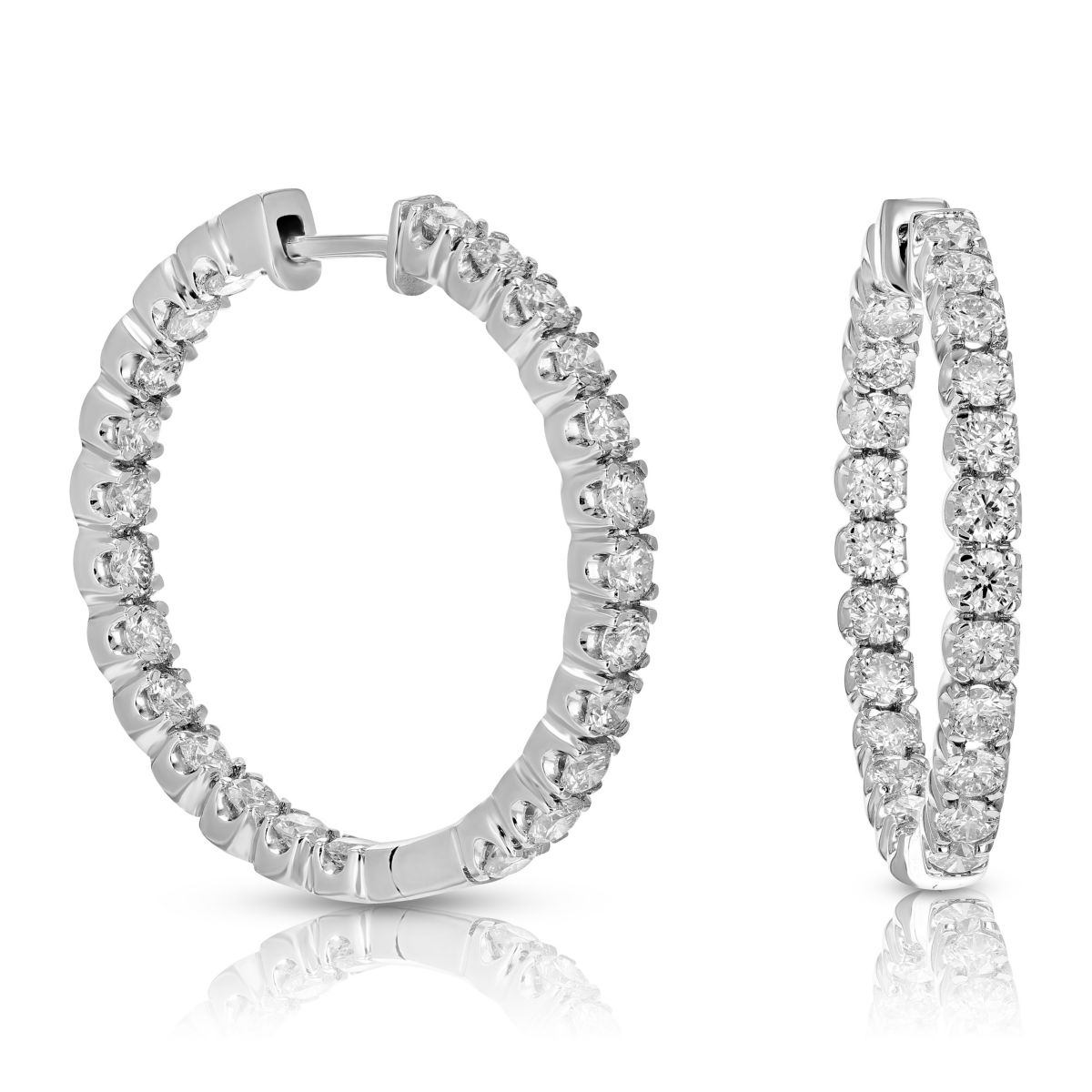 Amairah 4 ct. t.w. Diamond Hoop Earrings in 14K White Gold | Belk
