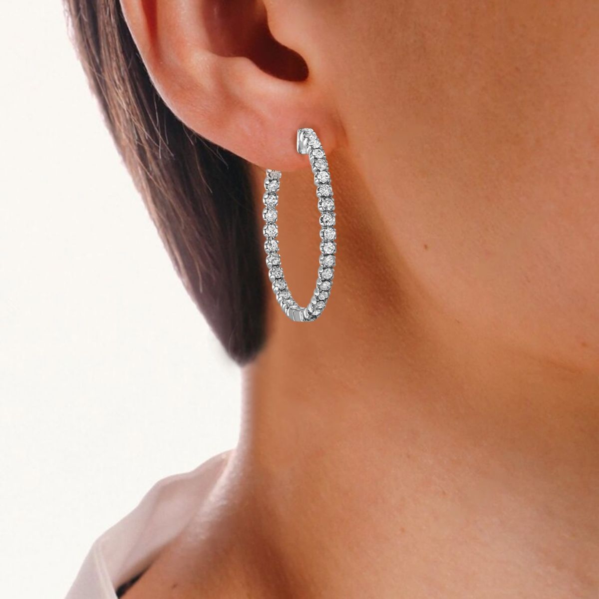 Amairah Lab Created 2 ct. t.w. Lab Grown Diamond Inside Out Hoop ...
