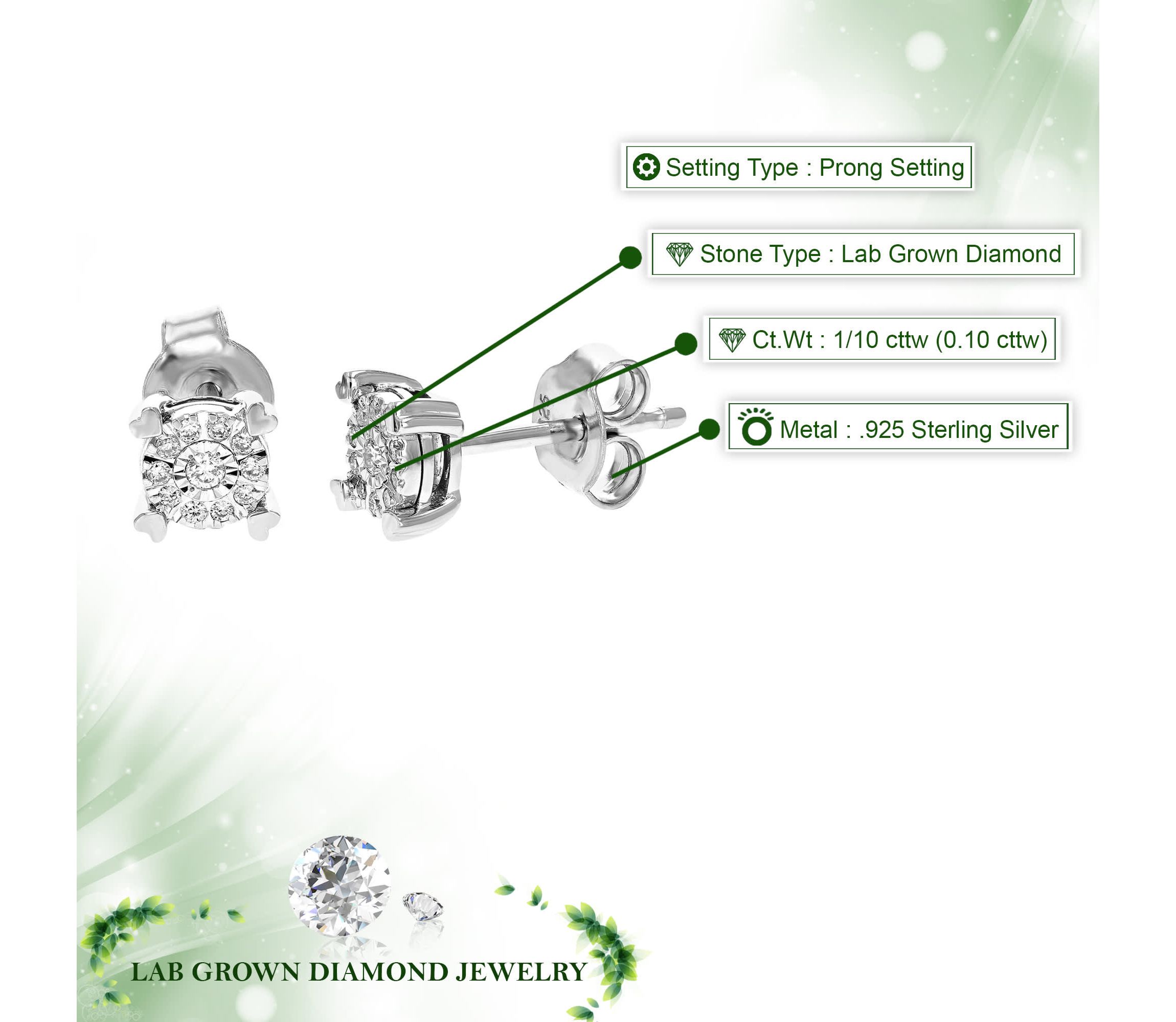Amairah Lab Created 1/10 ct. t.w. Lab Grown Diamond Stud Earrings in ...