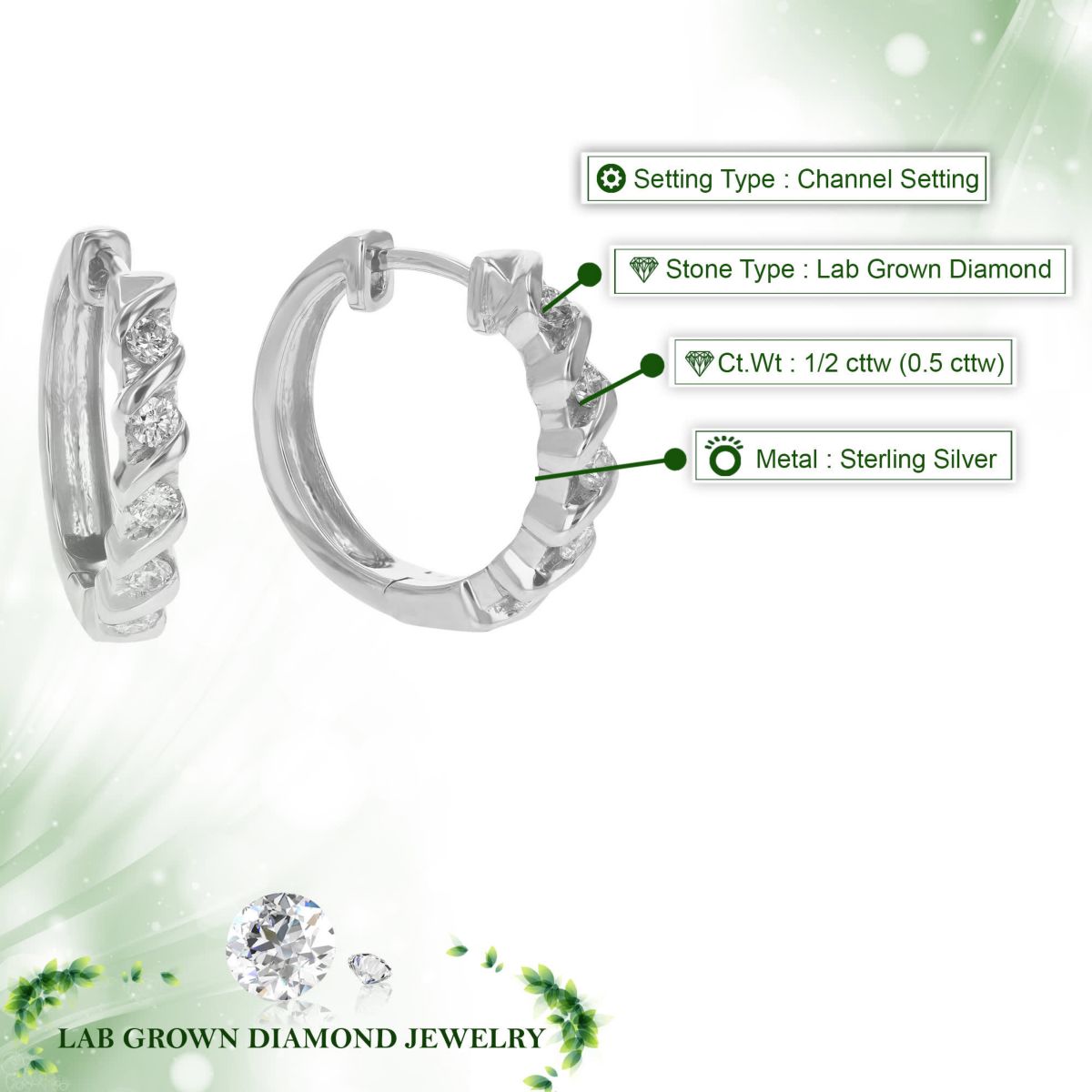 Amairah Lab Created 1/2 ct. t.w. Lab Grown Diamond Hoop Earrings in 925 ...