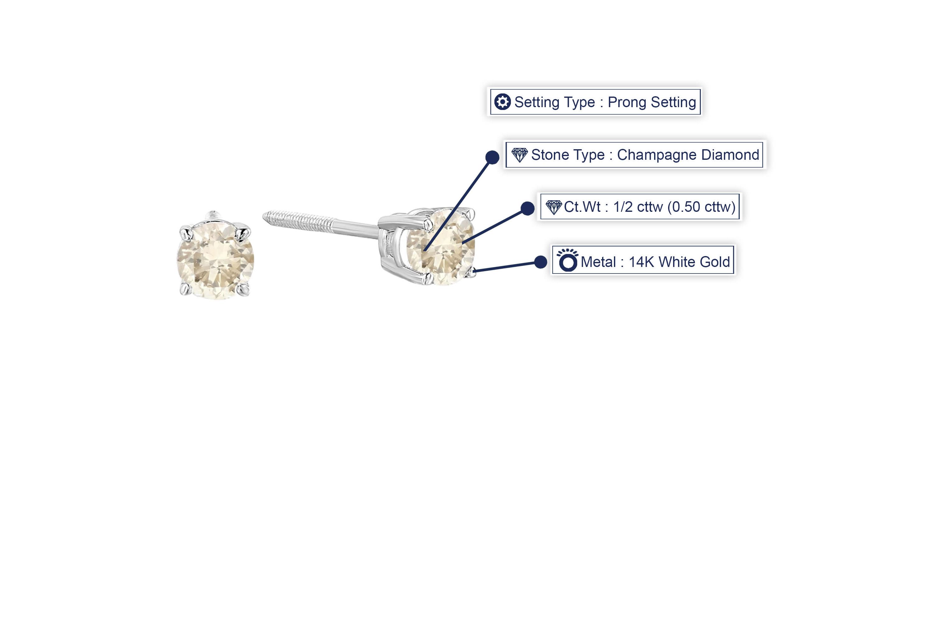 Amairah 1/2 ct. t.w. Diamond Stud Earrings in 14K White Gold | Belk