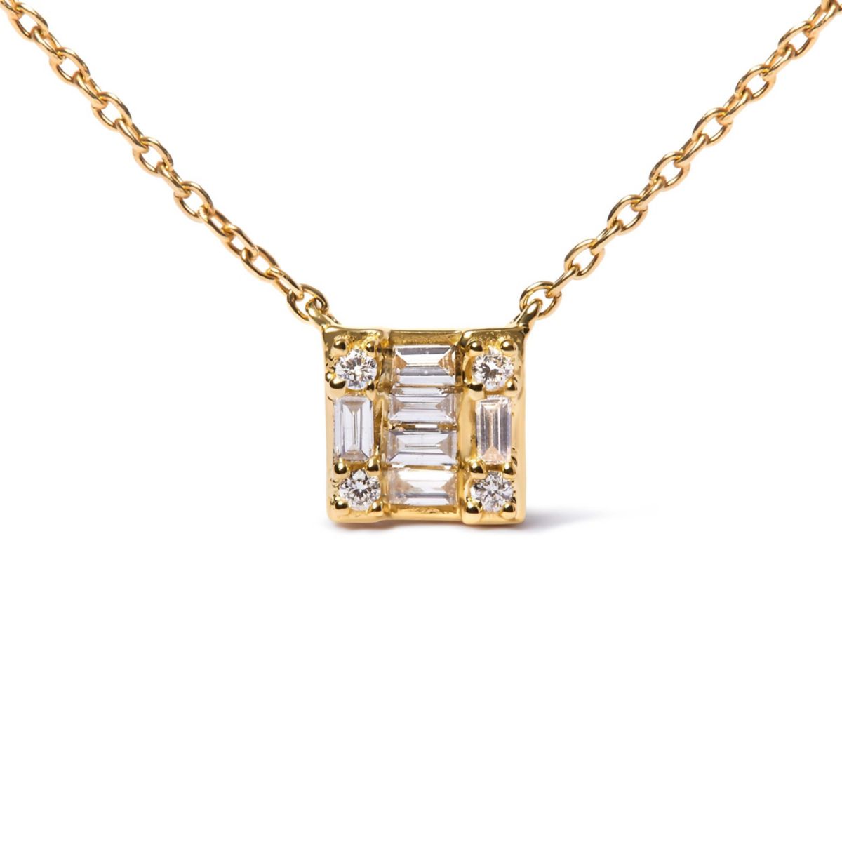 Haus of Brilliance 10K Yellow Gold 1/10 Cttw Mosaic Composite Square 18 ...