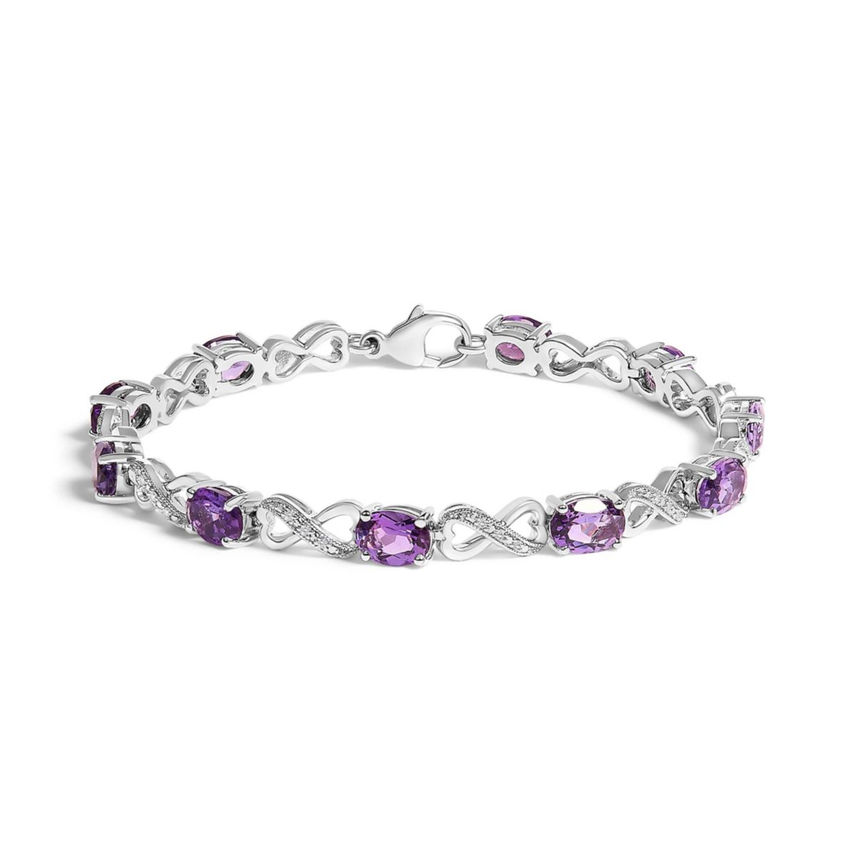 Haus of Brilliance Silver Oval Purple Amethyst and Diamond Infinity ...
