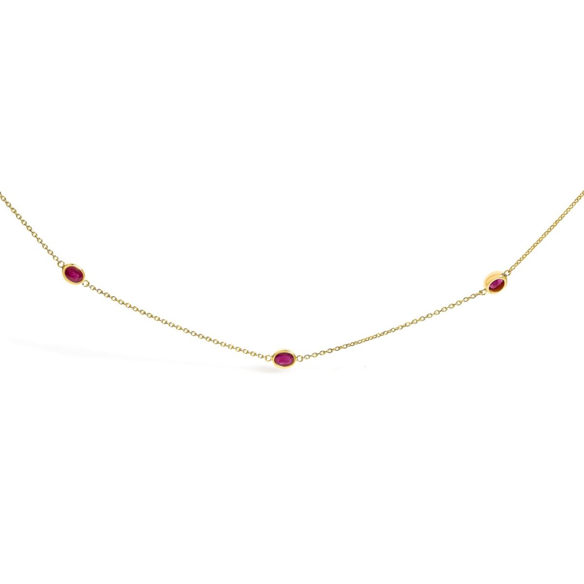 Haus of Brilliance 14K Yellow Gold Bezel Set Red Ruby Station Necklace ...