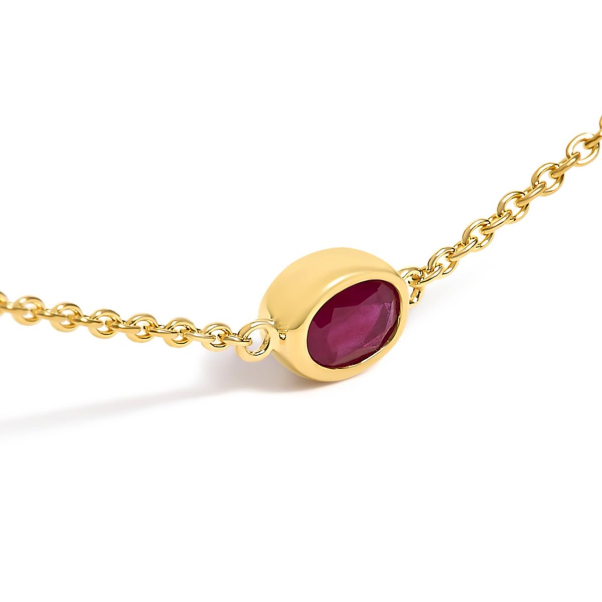 Haus of Brilliance 14K Yellow Gold Bezel Set Red Ruby Station Necklace ...