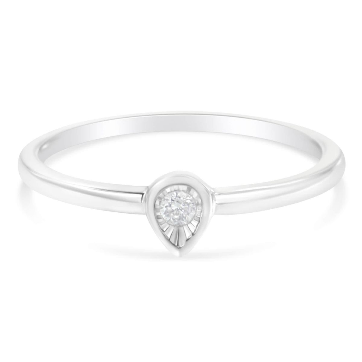 Haus of Brilliance Silver 1/20 Carat Diamond Teardrop Fashion Promise ...