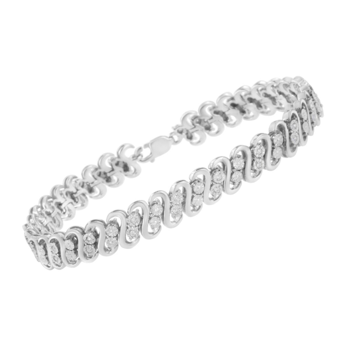 Haus of Brilliance Silver 1/4 cttw Diamond Double Row Wrapped S-Link ...