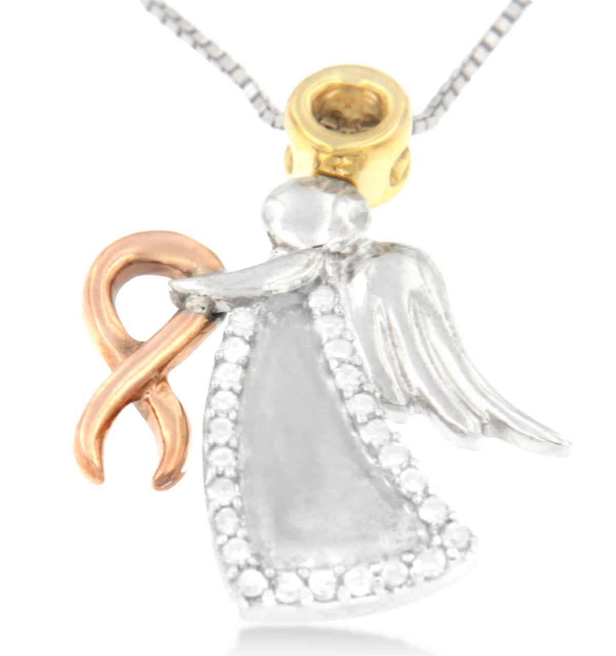 Haus of Brilliance 10K Tri-Color Gold Diamond-Accented Angel Awareness ...