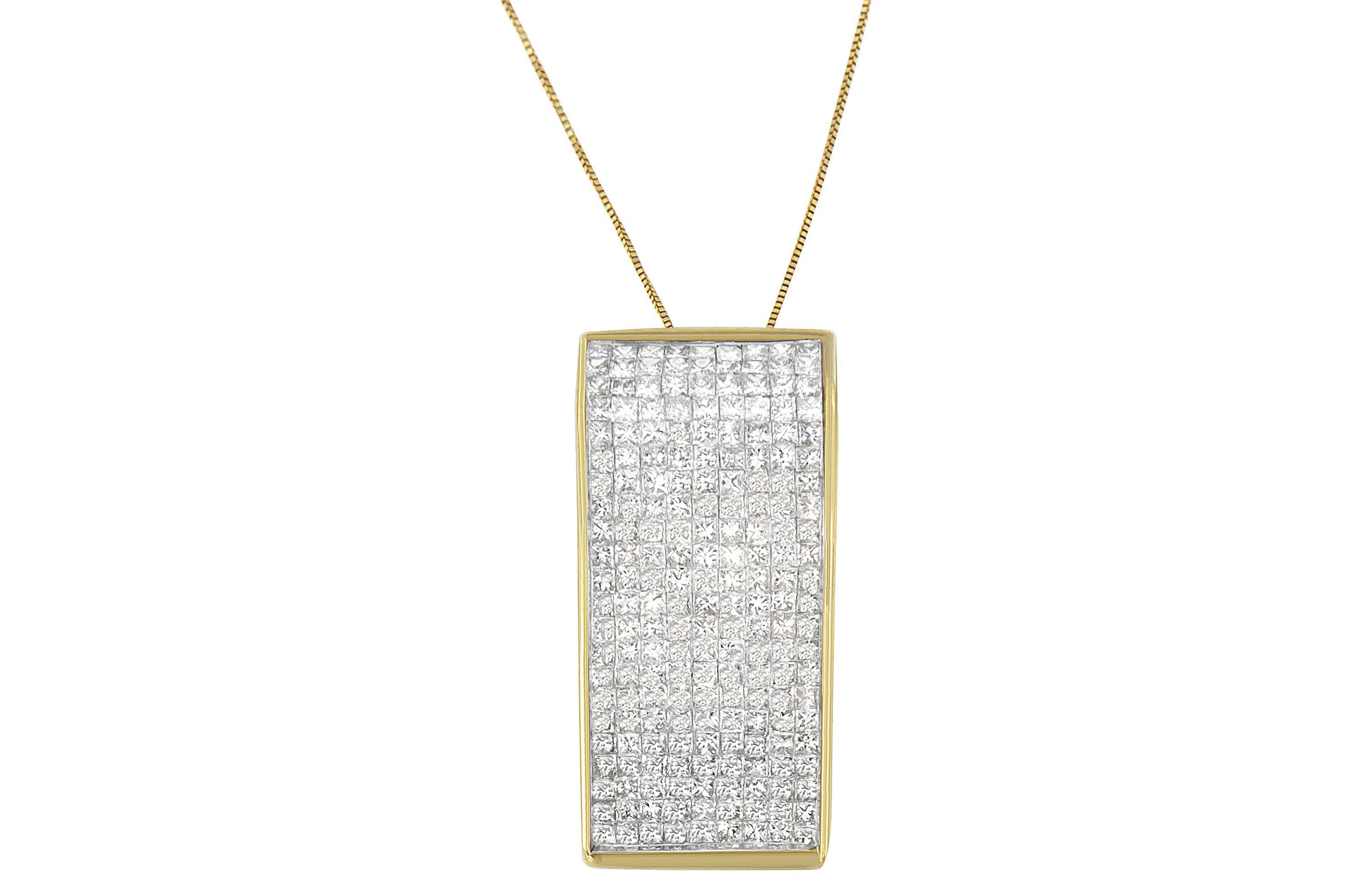 Haus of Brilliance 14K Yellow Gold Princess Cut Diamond Block Pendant ...