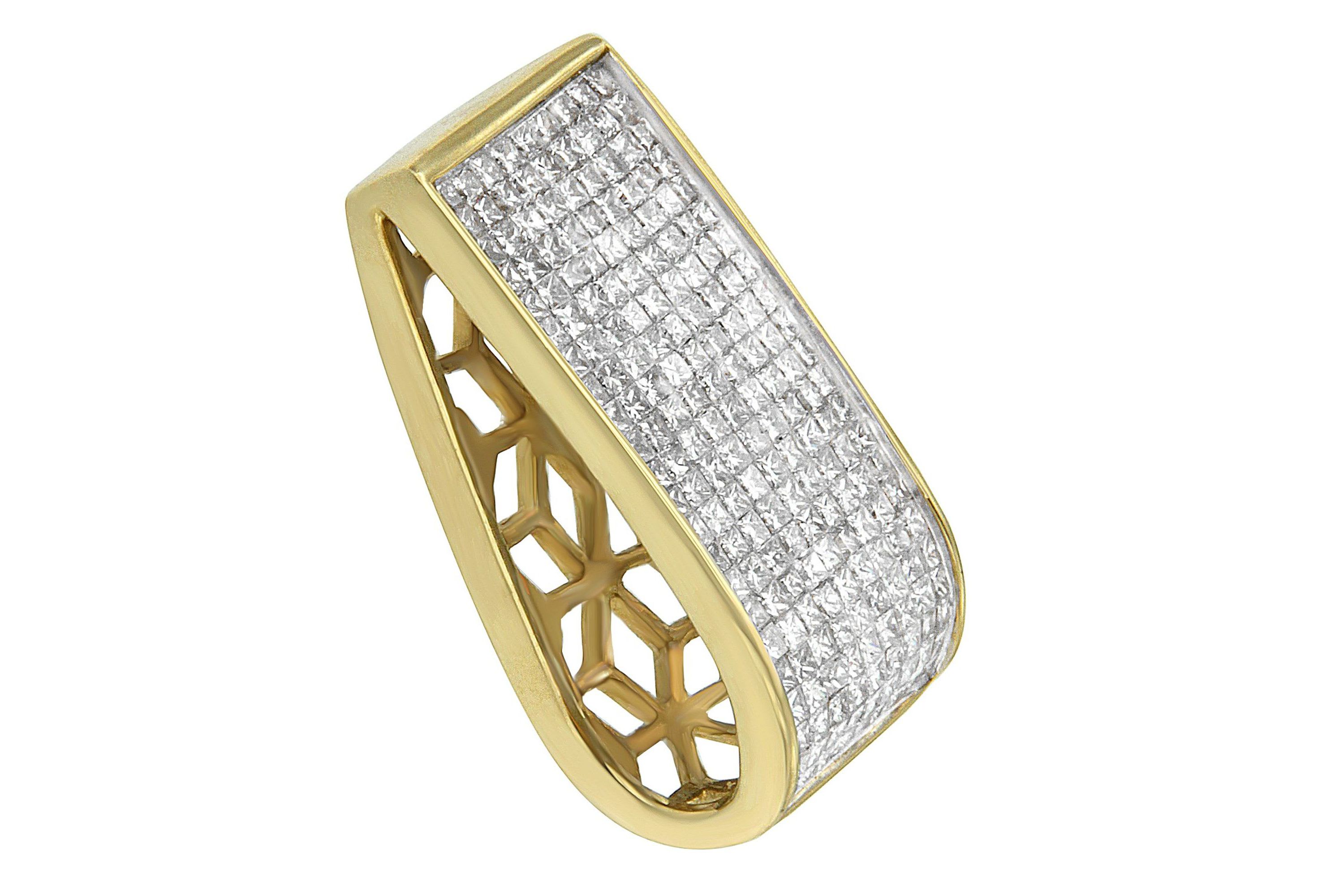 Haus of Brilliance 14K Yellow Gold Princess Cut Diamond Block Pendant ...