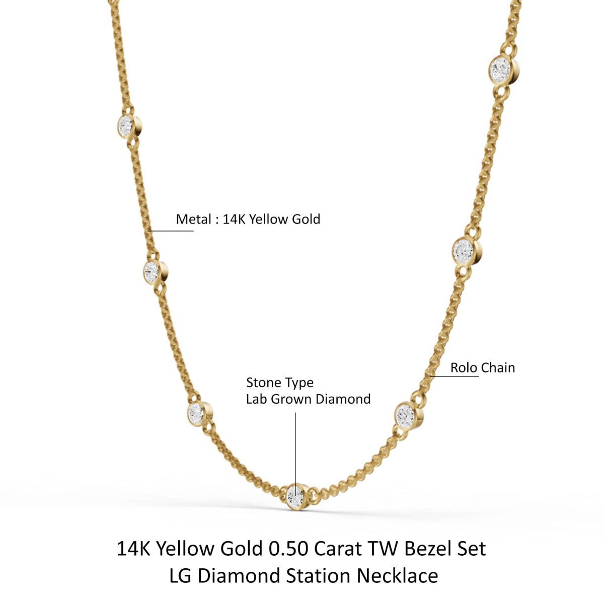 Everyday Icons Lab Created 14K Yellow Gold 0.50 Carat TW Bezel Set Lab ...