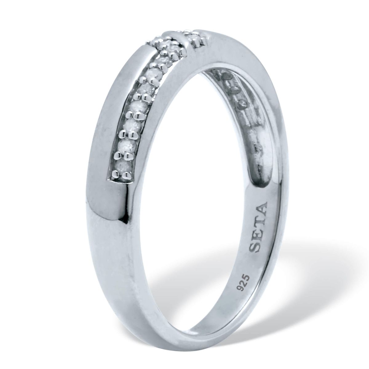 Seta Jewelry Men's .20 TCW Diamond Platinum-Plated Sterling Silver ...