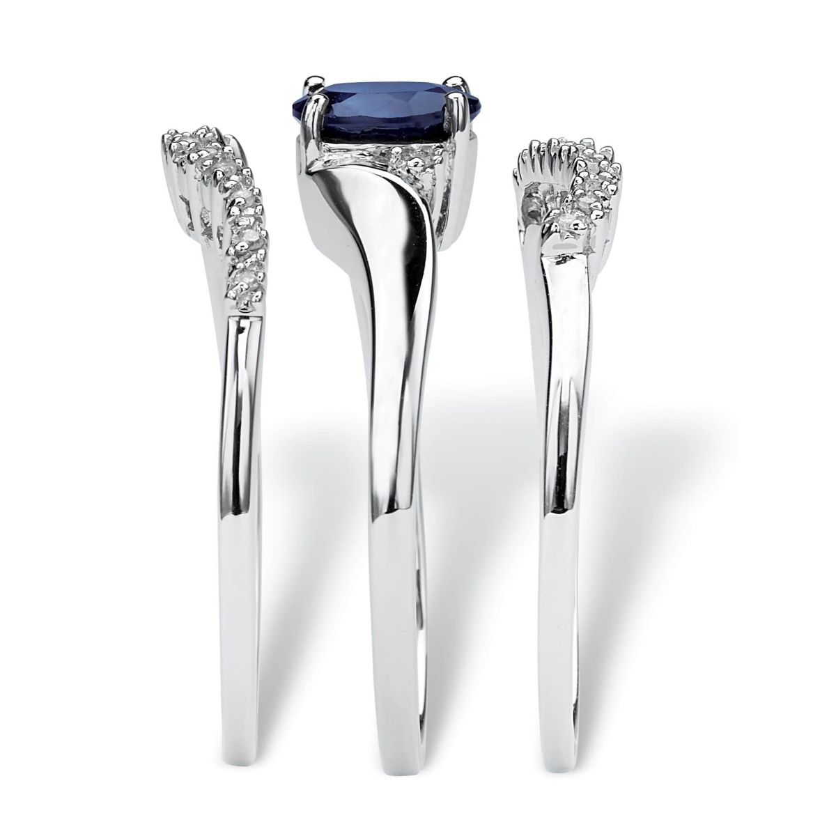Seta Jewelry 3 Piece 1.05 TCW Oval Sapphire and Diamond Accent Bridal ...