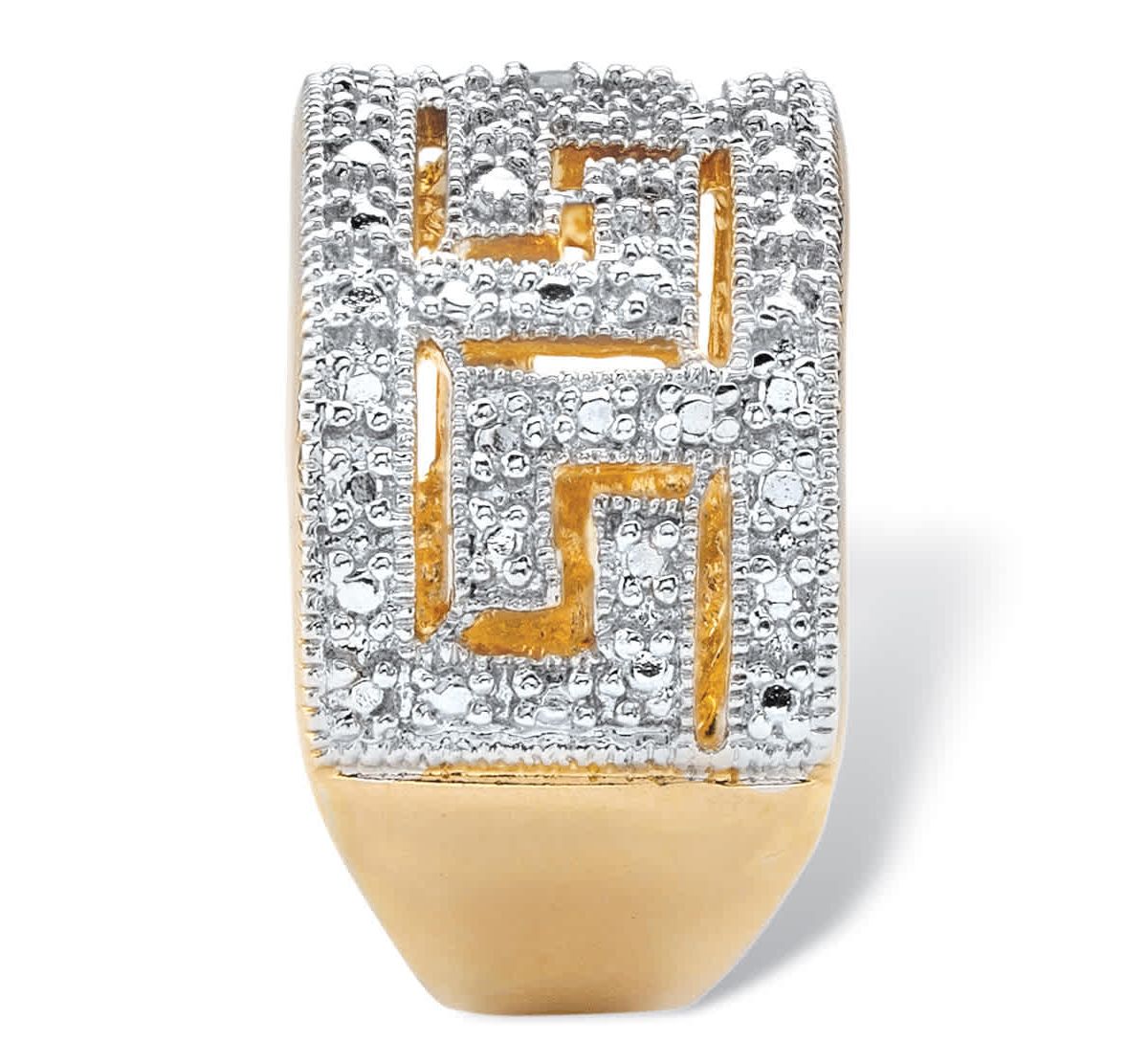 Seta Jewelry Round Diamond Accent Greek Key Cutout Dome Ring Yellow ...