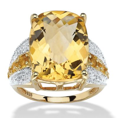 Seta Jewelry 9.28 TCW Checkerboard-Cut Citrine and Topaz 14k Gold ...
