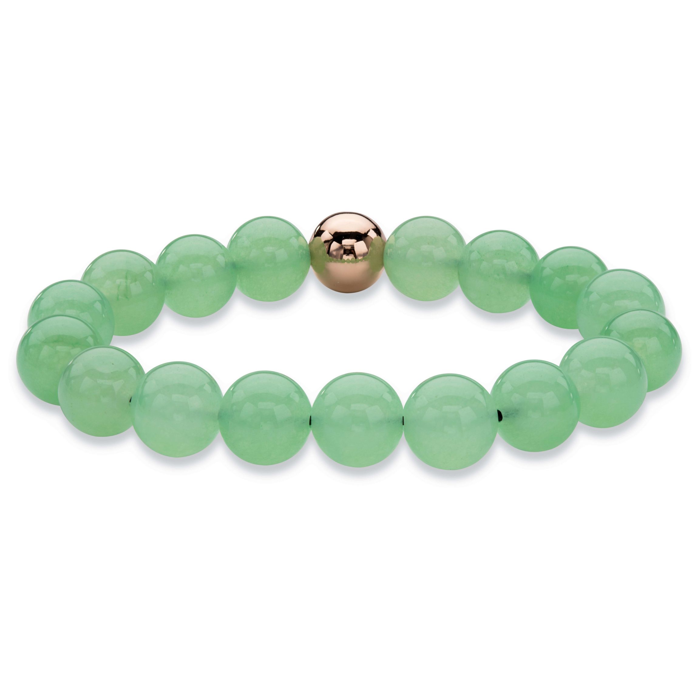 Seta Jewelry Genuine Green Jade and Gold-Plated Beaded Stretch Bracelet ...