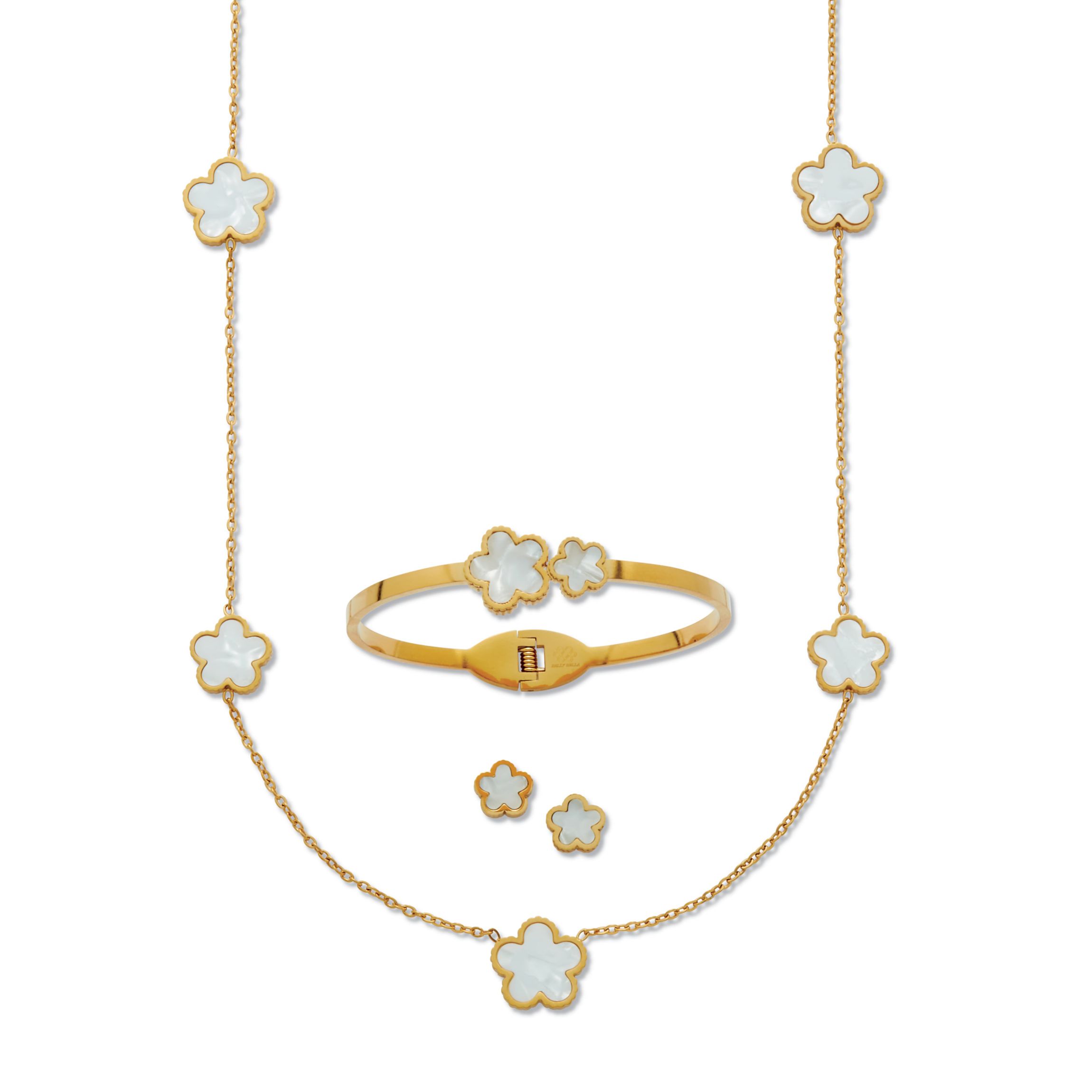 Seta Jewelry Genuine Mother of Pearl Gold Ion-Plated Stainless Steel ...