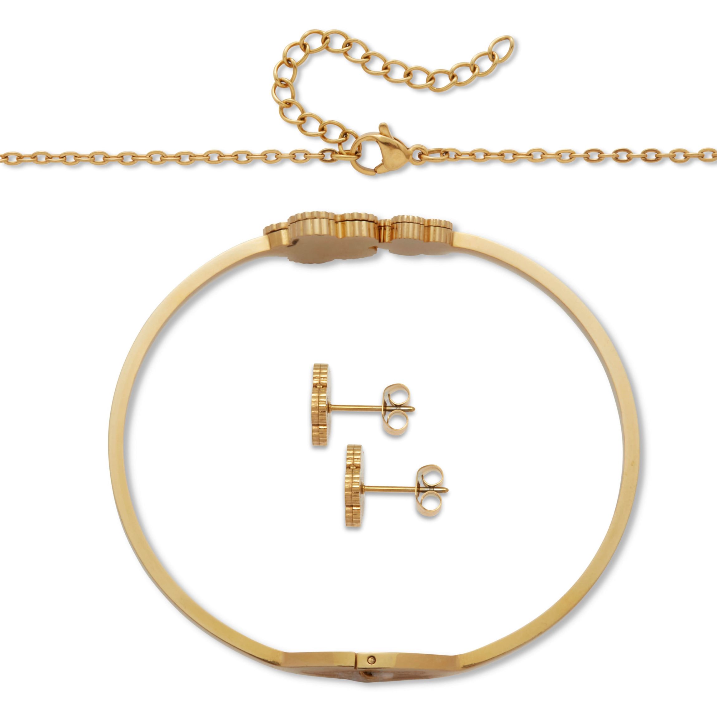 Seta Jewelry Genuine Green Malachite Gold Ion-Plated Stainless Steel ...