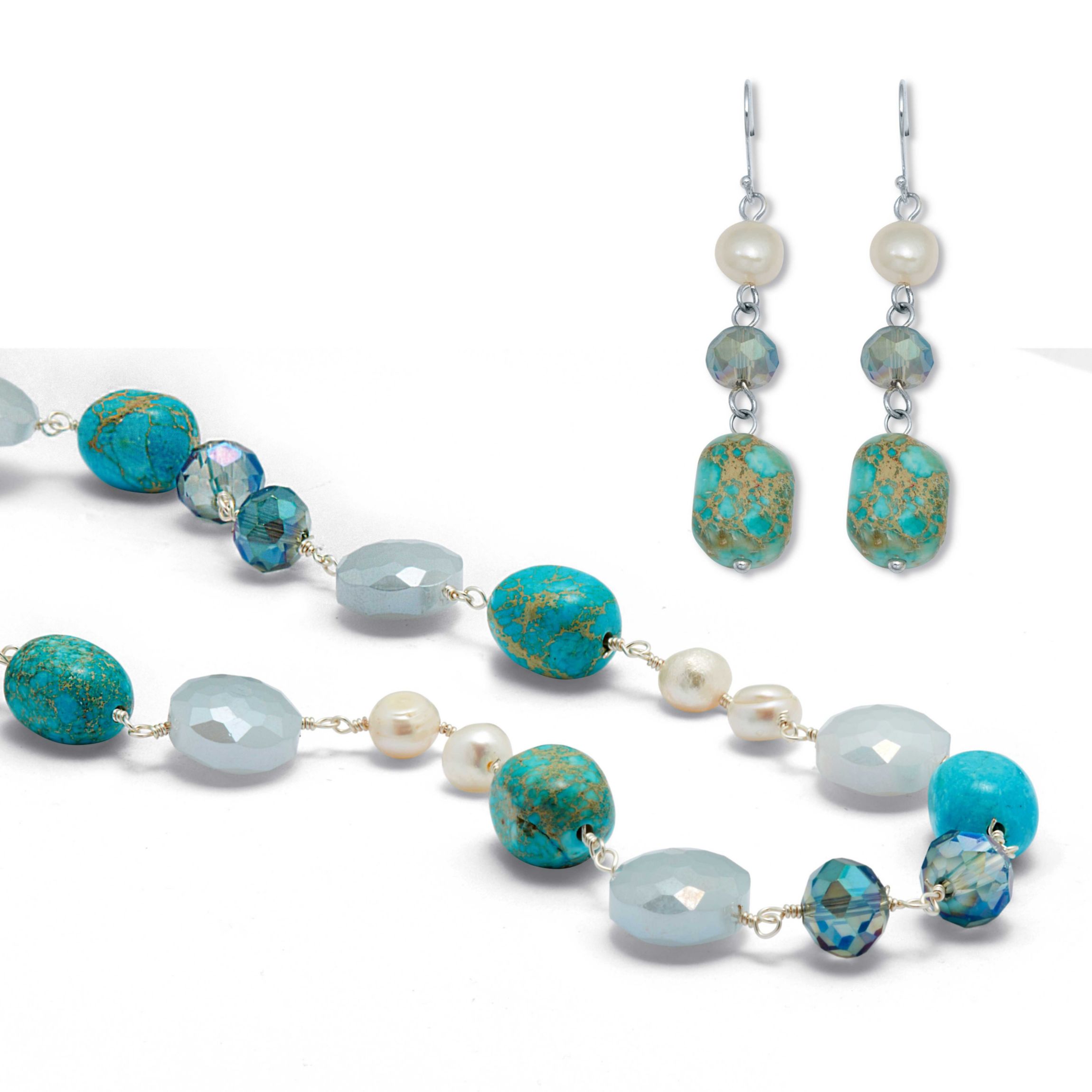 Seta Jewelry Genuine Blue Jasper and Cultured Freshwater Pearl ...