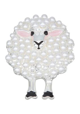 Napier Silver Tone White Pearl Sheep Pin - Boxed | belk