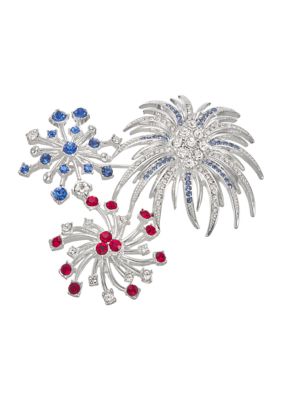 Napier Silver Tone Red, White Blue Fireworks Pin | belk