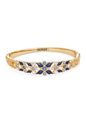 Napier Gold Tone Blue Stone Bangle Bracelet | belk